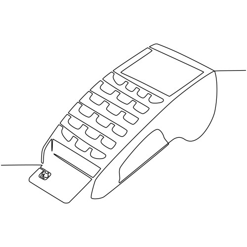 Woman using pos terminal confirms payment Vector Image