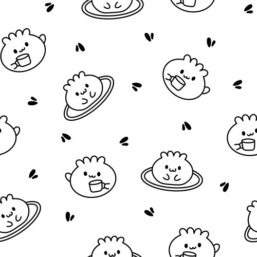 Cute kawaii smiling dim sum coloring page Vector Image