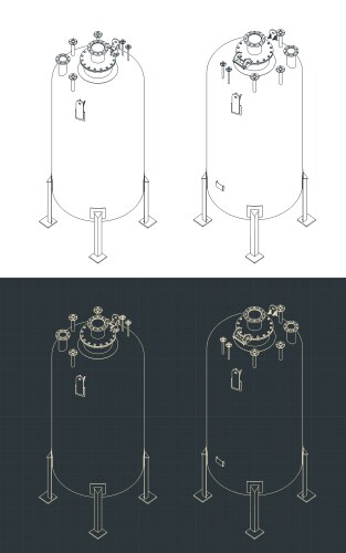 Water tank isometric blueprints Royalty Free Vector Image
