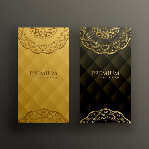 Premium business card with golden floral design Vector Image
