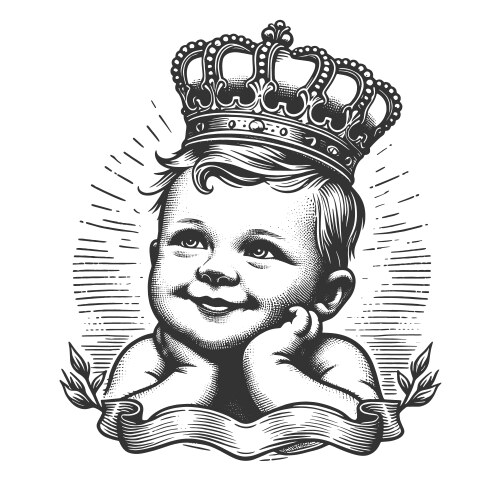 Smiling baby with crown Royalty Free Vector Image