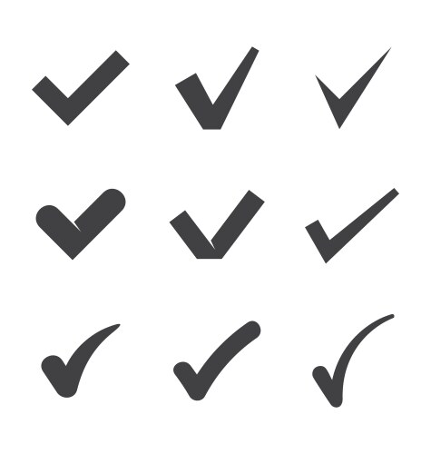 Check mark icons Royalty Free Vector Image - VectorStock