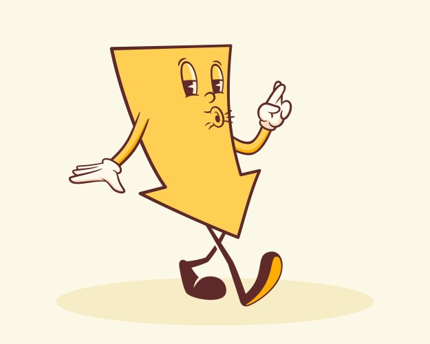 Groovy math arrow geometric figure character Vector Image