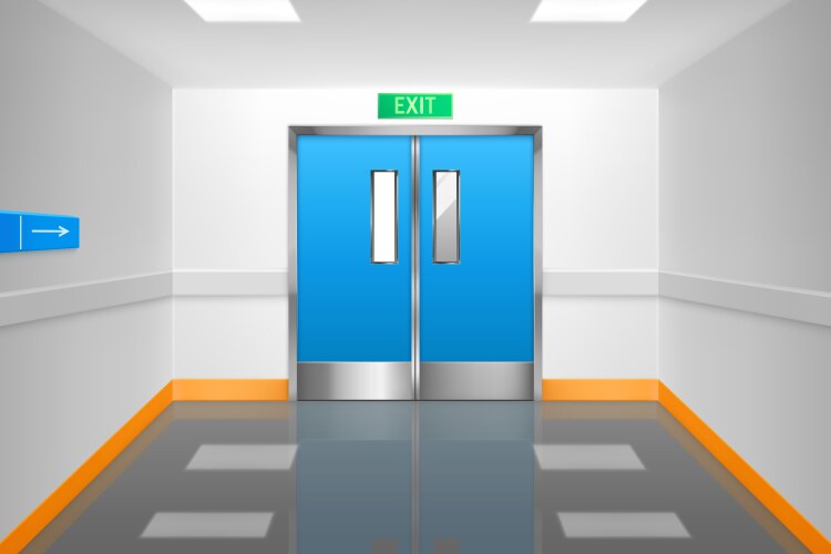 Three doors on the floor Royalty Free Vector Image