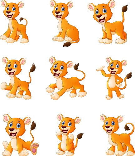 Lion cartoon set collection Royalty Free Vector Image