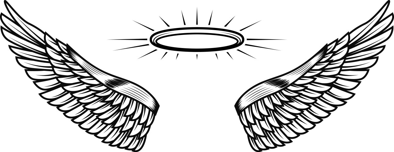 Angels wings with nimbus design element Royalty Free Vector