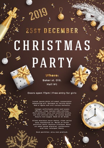 Merry christmas party layout poster Royalty Free Vector