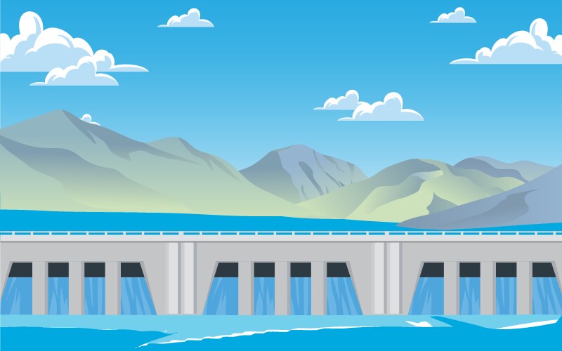 Dam collapse and heavy rain drops Royalty Free Vector Image