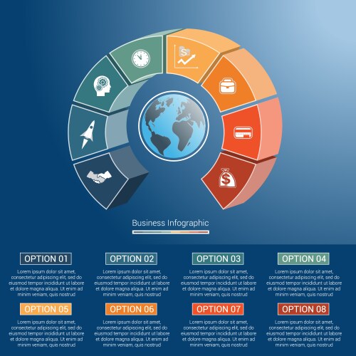 8 steps infographic design timeline chart Vector Image