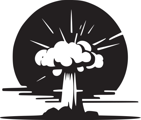 Nuclear explosion - black and white Royalty Free Vector