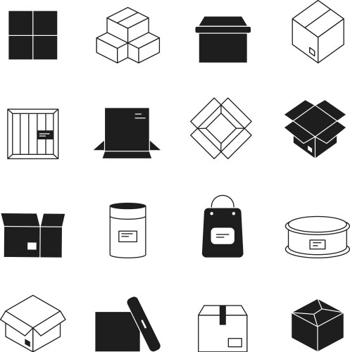 Box symbols wooden and cardboard stack export Vector Image