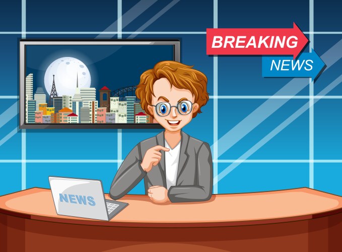 Breaking news banner live tv studio headline Vector Image