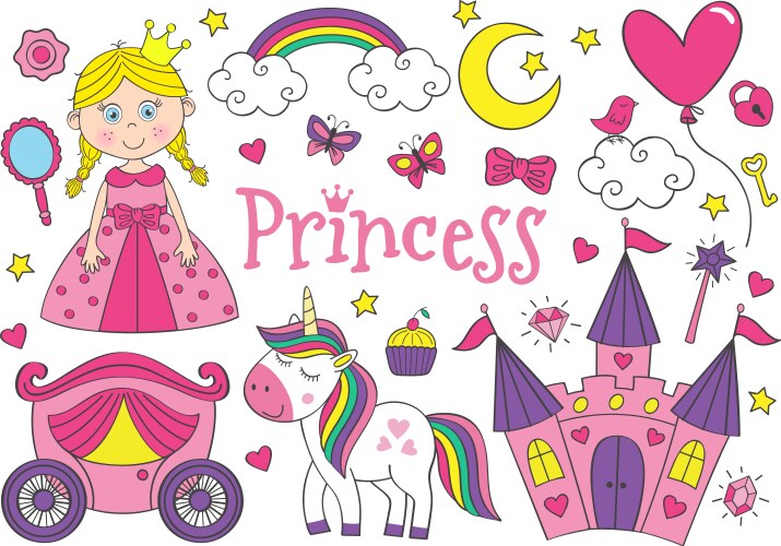 Prince and princess set Royalty Free Vector Image
