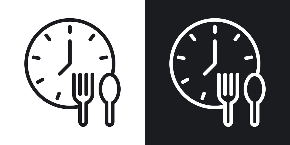 Lunch time icon set clock and meal symbol Vector Image