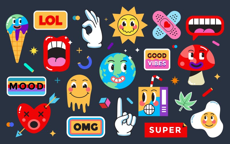 Modern sticker label design of 80s Royalty Free Vector Image