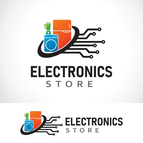 Electronics store logo design template Royalty Free Vector