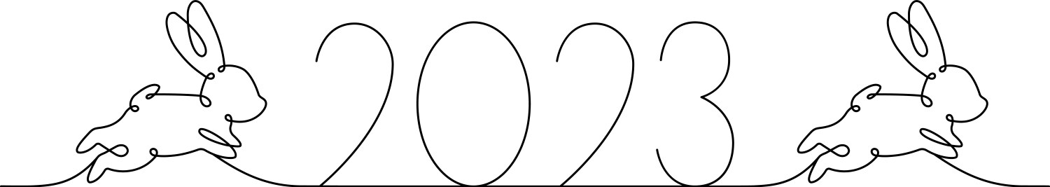 2023 rabbit one line drawing year Royalty Free Vector Image