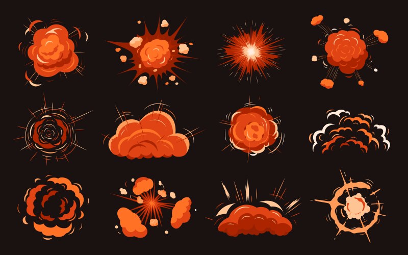 Cartoon burst explosion animation sprites sheet Vector Image