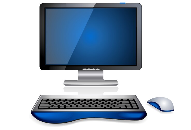 Happy cartoon desktop computer Royalty Free Vector Image