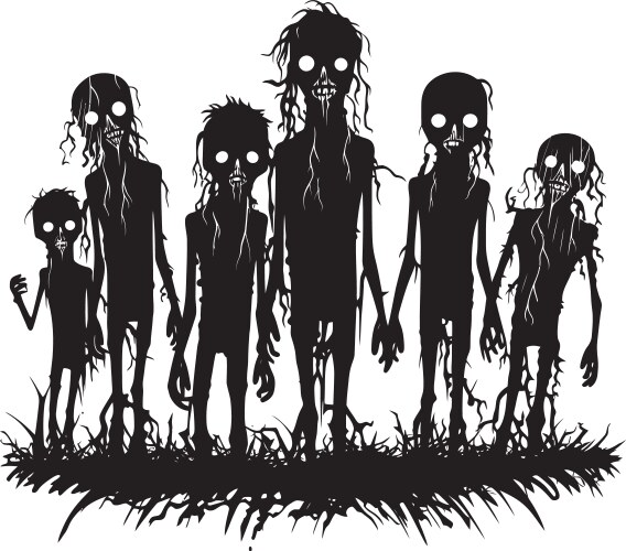 Doodle apocalypse zombies group element rotting Vector Image