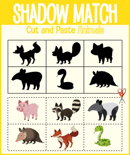 Shadow match game for kids Royalty Free Vector Image
