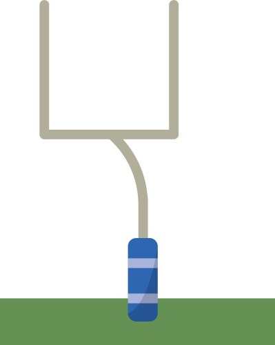 Rugby ball goal post and field graphic Royalty Free Vector