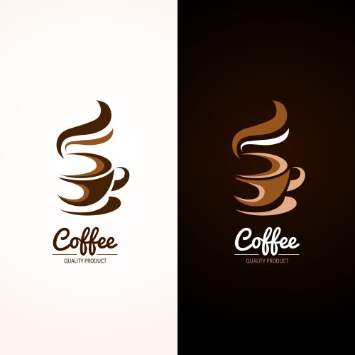 Coffee cup logo on black background Royalty Free Vector