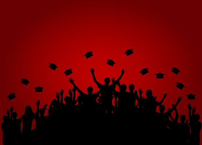Graduation border with the square academic cap Vector Image