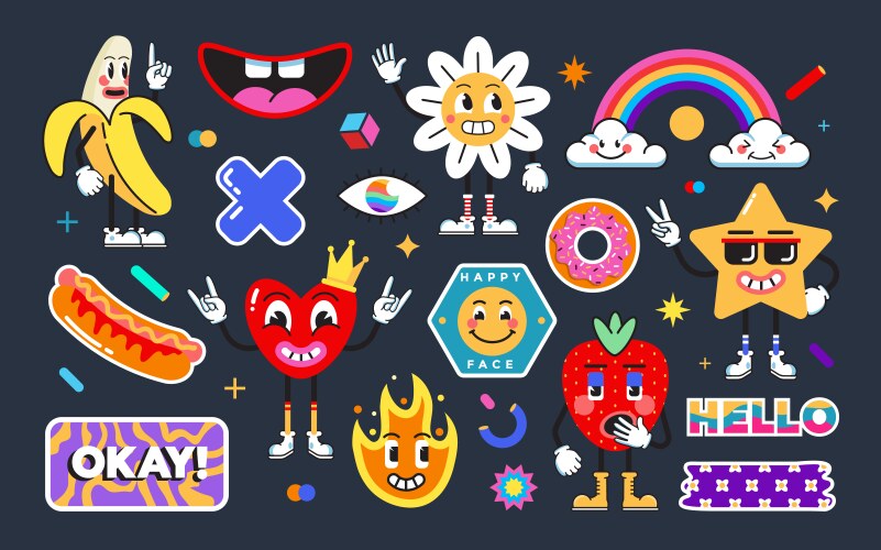 Modern sticker label design of 80s Royalty Free Vector Image
