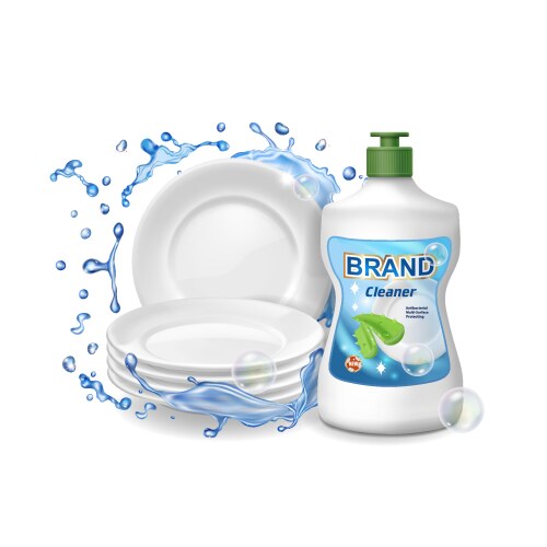 Clean Stacked Plates in Water Splash Royalty Free Vector