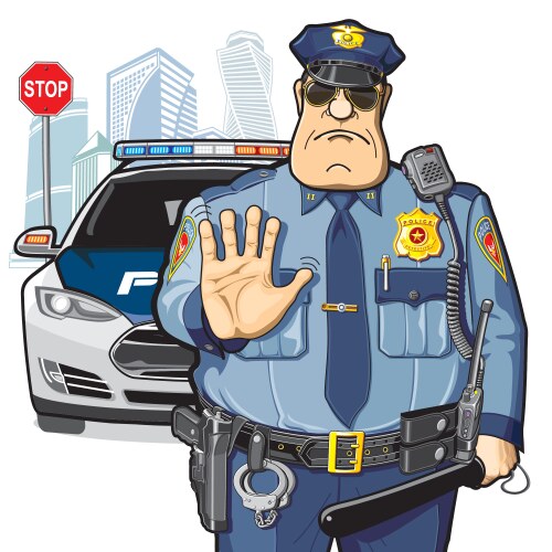 Police traffic stop cartoon Royalty Free Vector Image