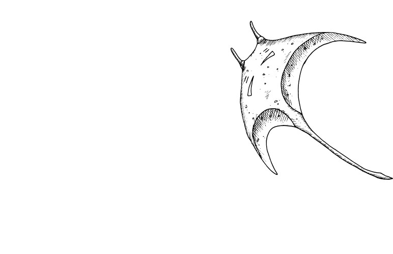 Sting ray with coral reefs and seabed han drawn Vector Image