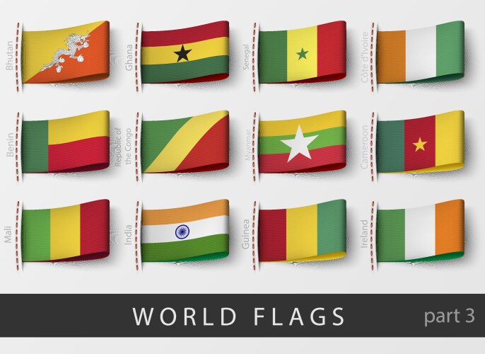 Set of flag labels all countries Royalty Free Vector Image