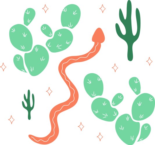 Cactus hand drawn cartoon Royalty Free Vector Image