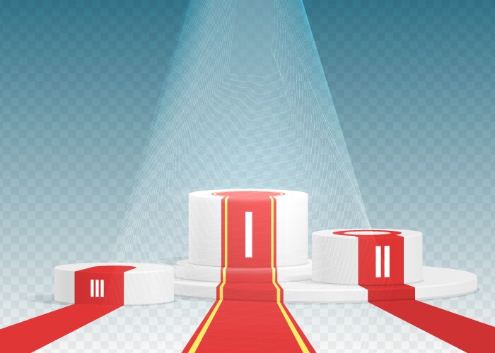 Winners podium with red carpet stage for awards Vector Image