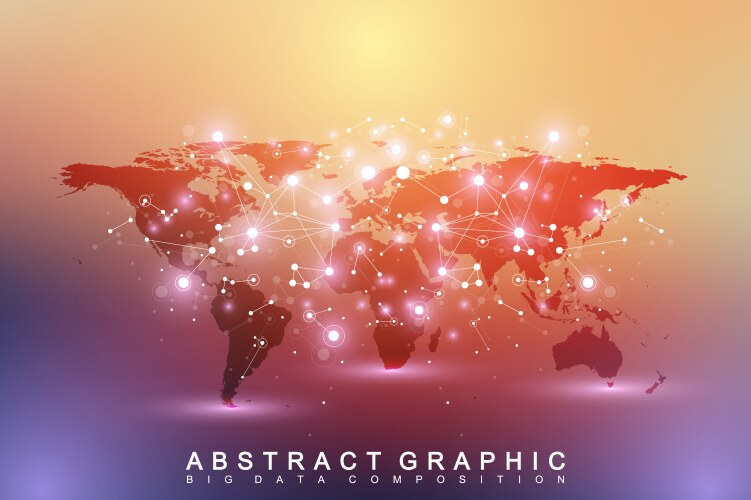 Red technology background with world map Vector Image