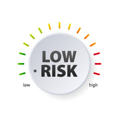 Risk speedometer gauge icon low meter Royalty Free Vector