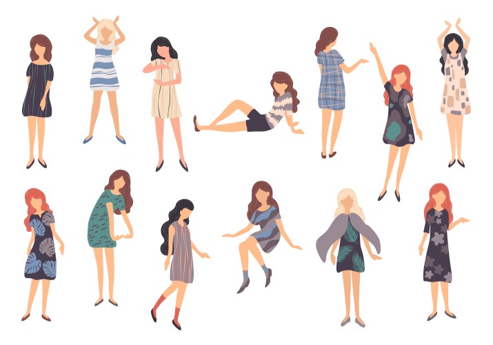 Collection various portrait girls Royalty Free Vector Image