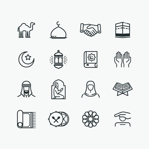 Islam icons set Royalty Free Vector Image - VectorStock