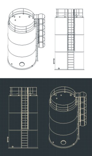 Storage tank isometric drawings Royalty Free Vector Image