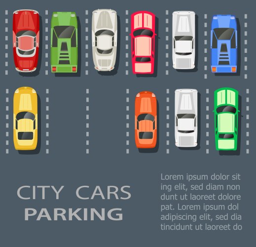 Parking scheme with car and arrow Royalty Free Vector Image