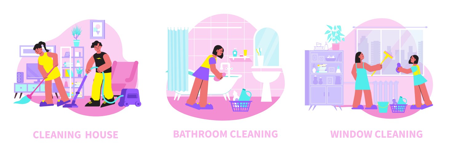 Spring cleaning icons flat style housekeeping Vector Image