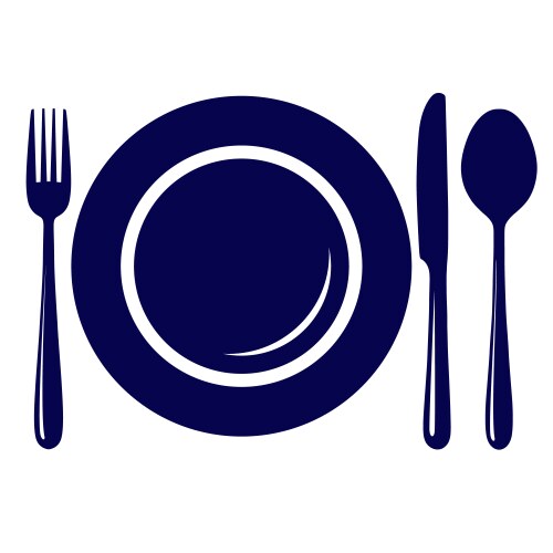Restaurant sign with plate fork and knife Vector Image