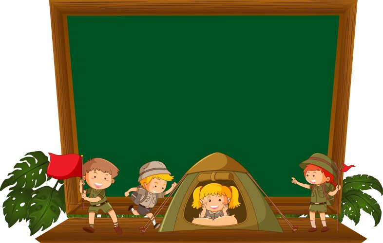 Girl Scout Clip Art Borders Happy Two Scout Girl In Camp Vector Art