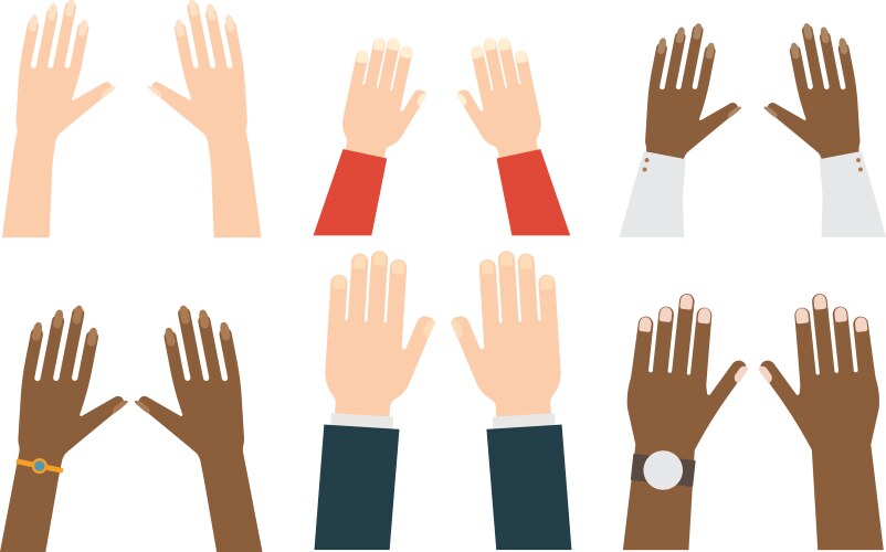 Cartoon color hands line Royalty Free Vector Image