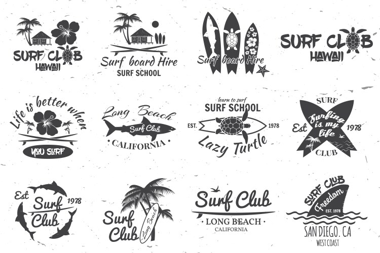 Surf club concept Royalty Free Vector Image - VectorStock