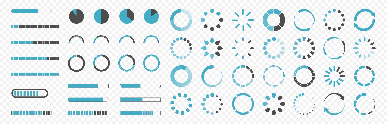 Loading progress bar collection update Royalty Free Vector