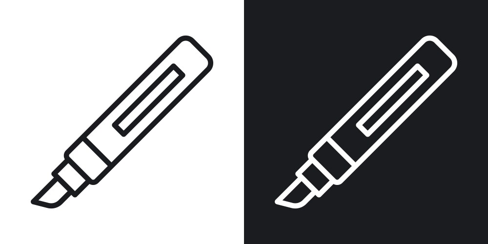 Marker icon set office highlighter pen symbol Vector Image