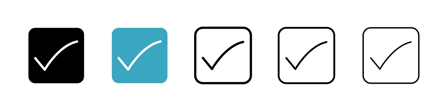 Check mark icon set Royalty Free Vector Image - VectorStock