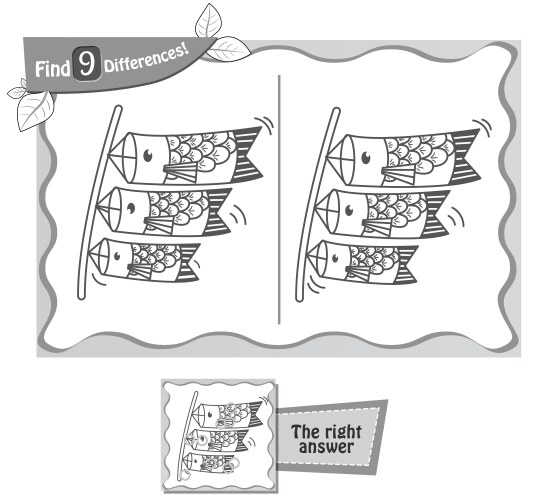 Find 9 differences game whale Royalty Free Vector Image